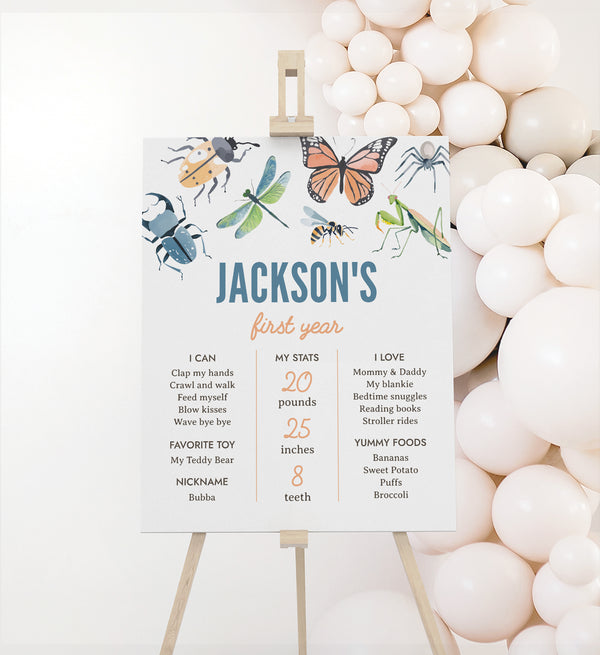 Editable Bug Birthday Milestone Sign Template - Little Folk Printables