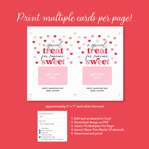 A Little Treat Valentine's Gift Card Holder Template - Little Folk ...