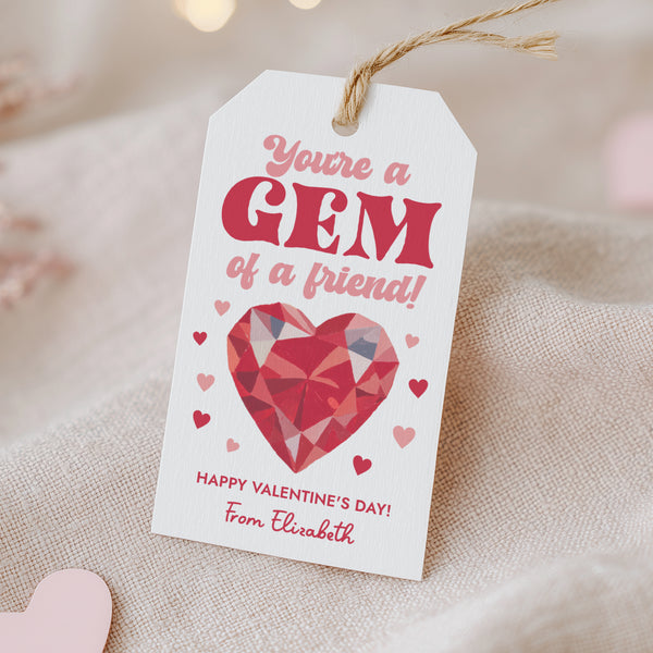 You're a Gem Valentine's Tag Template - Little Folk Printables