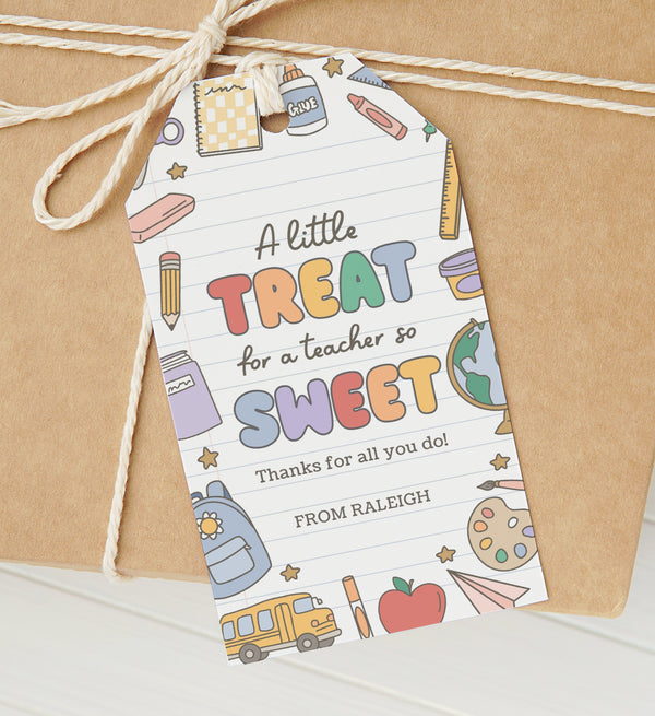 A Little Treat Retro School Supplies Teacher Appreciation Tag Template ...