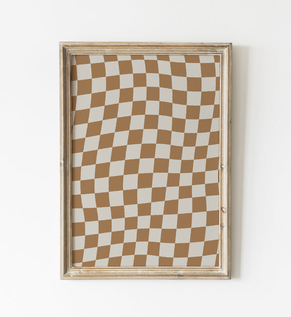 Wavy Orange Checkers Print - Little Folk Printables