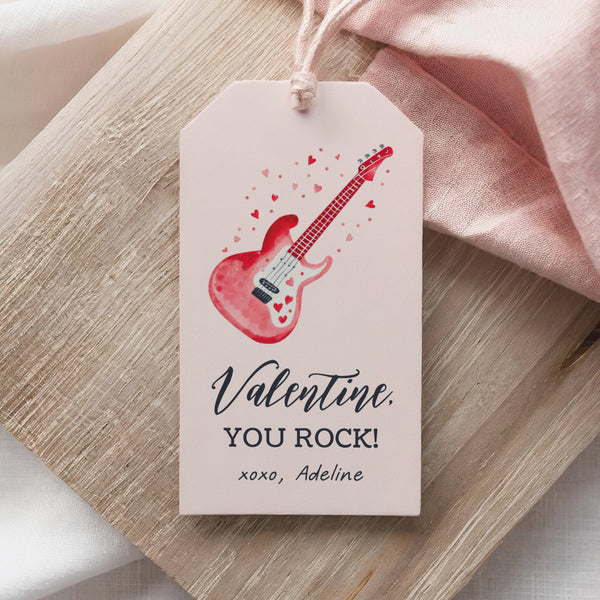 Guitar Valentine's Tag Template - Little Folk Printables