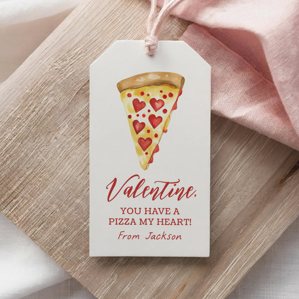 Pizza Valentine's Tag Template - Little Folk Printables