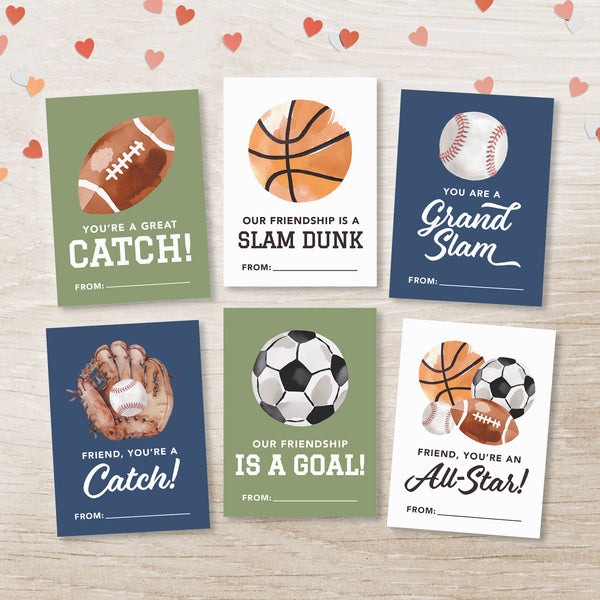 Sports Valentine's Cards - Little Folk Printables