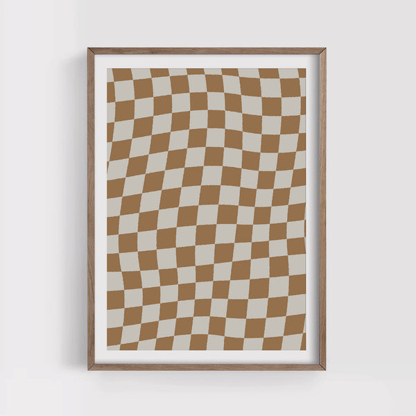 Wavy Orange Checkers Print - Little Folk Printables
