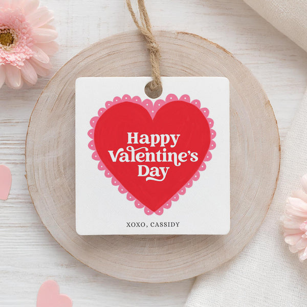 Lace Heart Valentine's Tag Template - Little Folk Printables