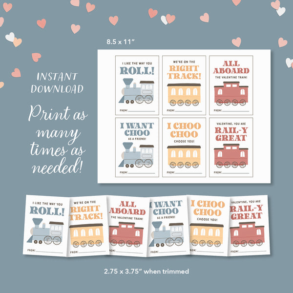 Train Valentine's Cards - Little Folk Printables