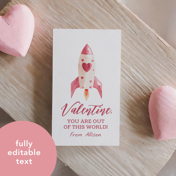 Rocket Ship Valentine's Tag Template - Little Folk Printables