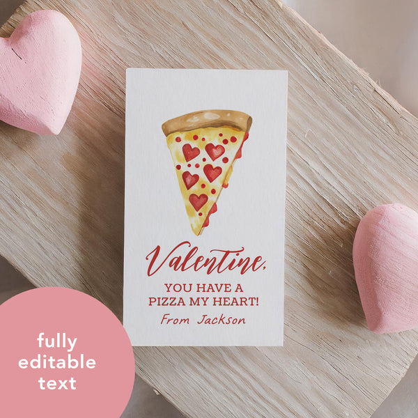Pizza Valentine's Tag Template - Little Folk Printables