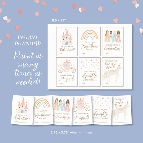 Princess Valentine's Cards - Little Folk Printables
