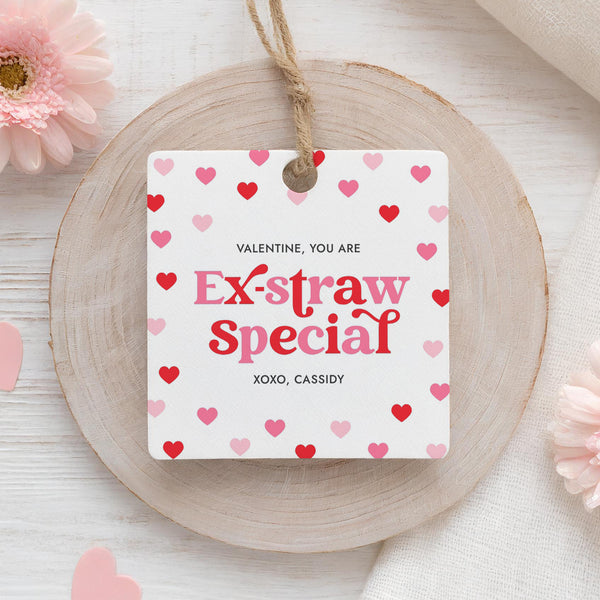 Ex-Straw Special Valentine's Tag Template - Little Folk Printables