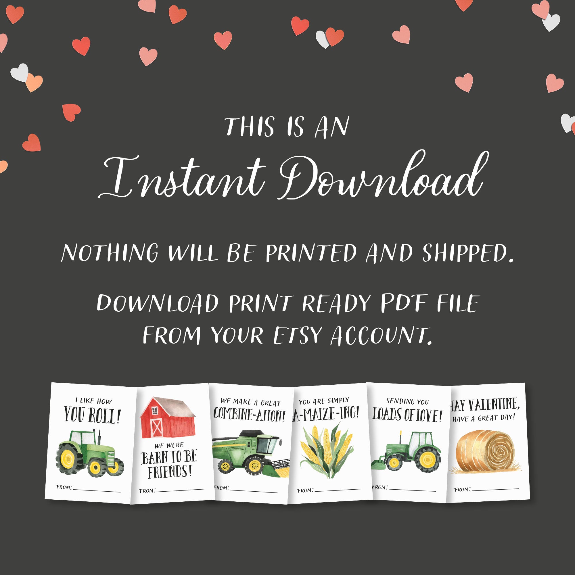 Tractor Valentine's Cards - Little Folk Printables