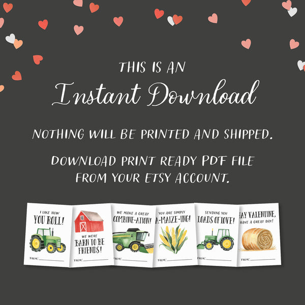 Tractor Valentine's Cards - Little Folk Printables