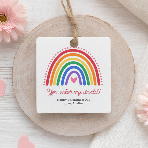 Colorful Rainbow Valentine's Tag Template - Little Folk Printables
