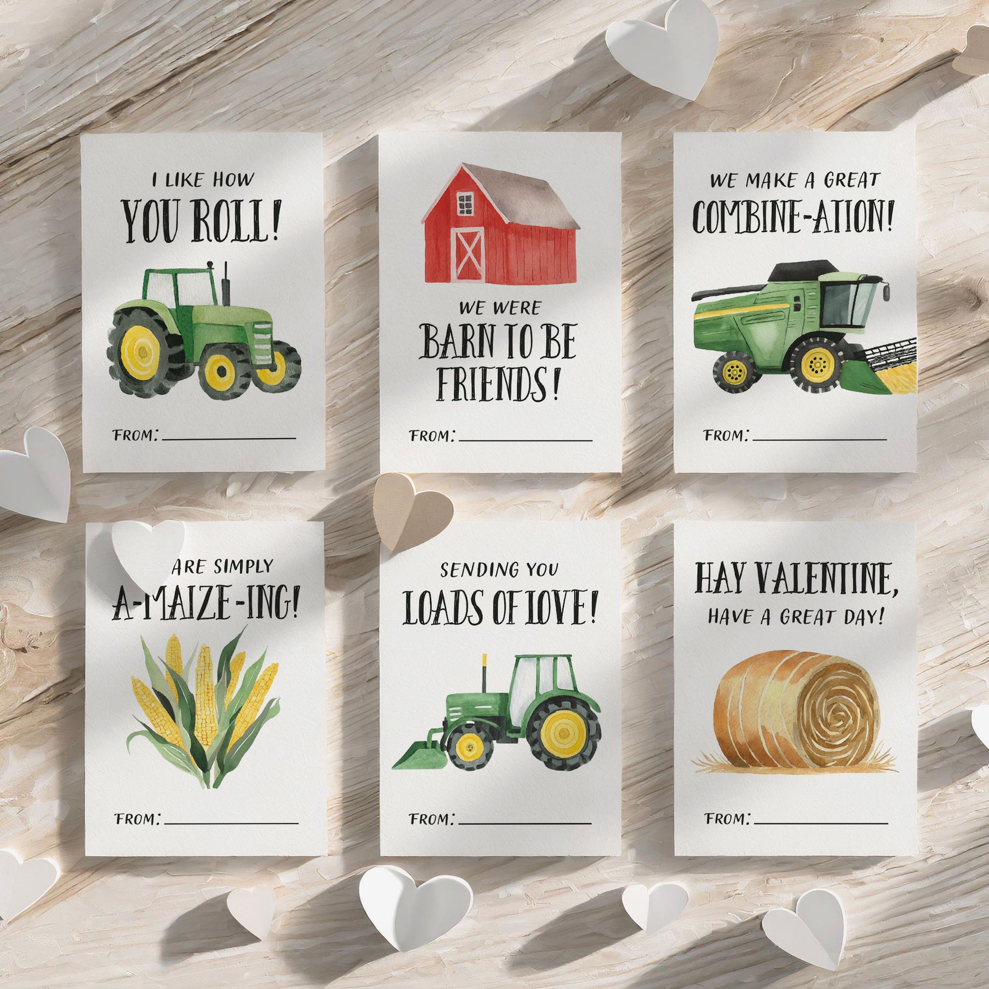 Tractor Valentine's Cards - Little Folk Printables