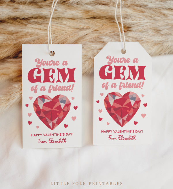 You're a Gem Valentine's Tag Template - Little Folk Printables