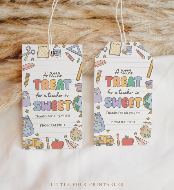 A Little Treat Retro School Supplies Teacher Appreciation Tag Template ...