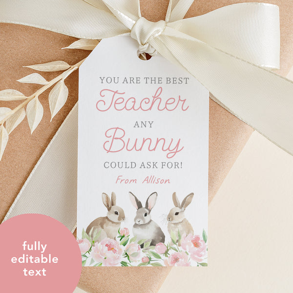 Floral Best Teacher Any Bunny Could Ask For Easter Tag Template ...