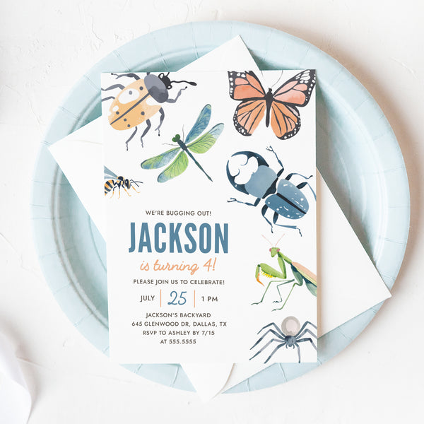 Editable Bug Birthday Party Invitation Template - Little Folk Printables