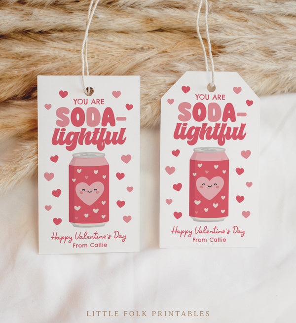 Soda Valentine's Tag Template - Little Folk Printables