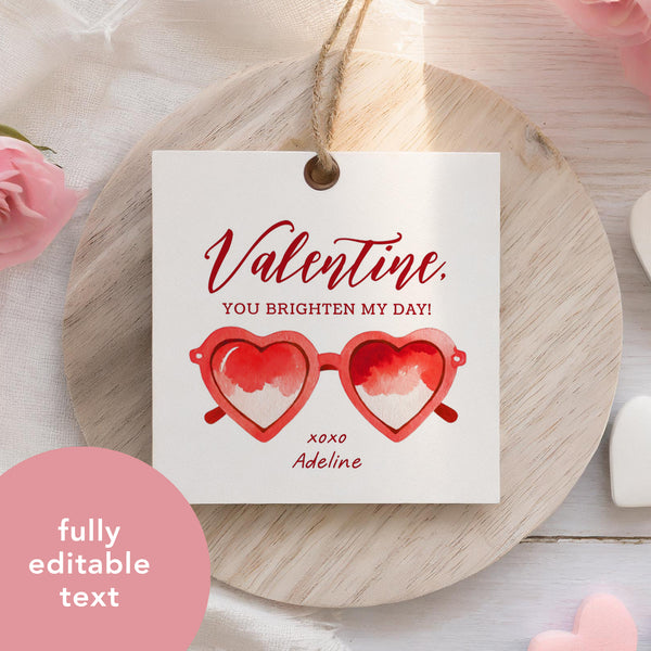 Sunglasses Valentine's Tag Template - Little Folk Printables