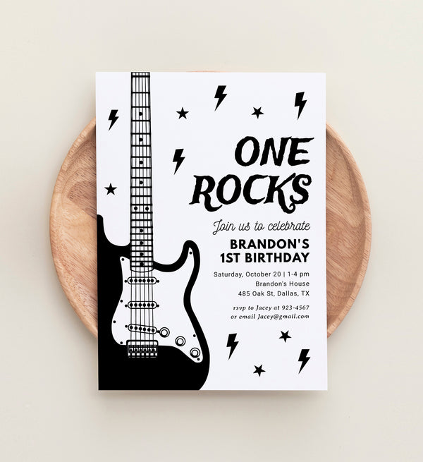 Editable One Rocks Birthday Invitation Template - Little Folk Printables