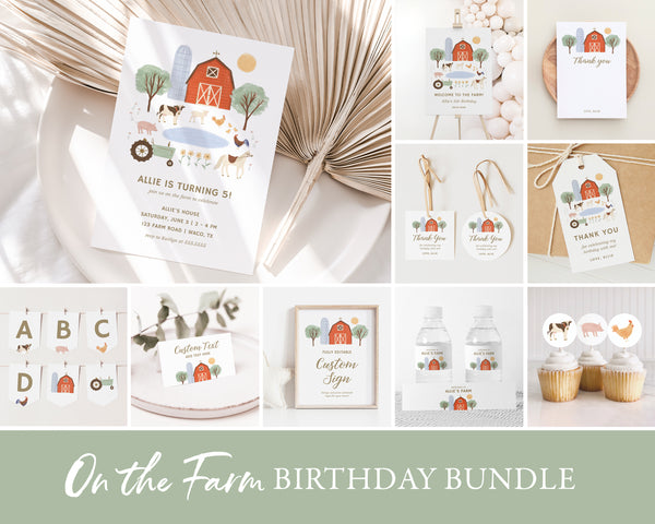 Editable Farm Any Age Birthday Bundle - Little Folk Printables
