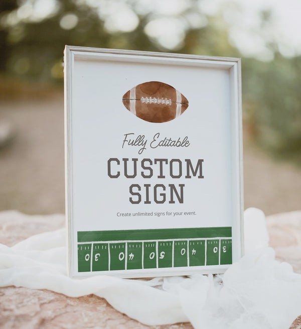 Editable Football Birthday Custom Sign Template - Little Folk Printables