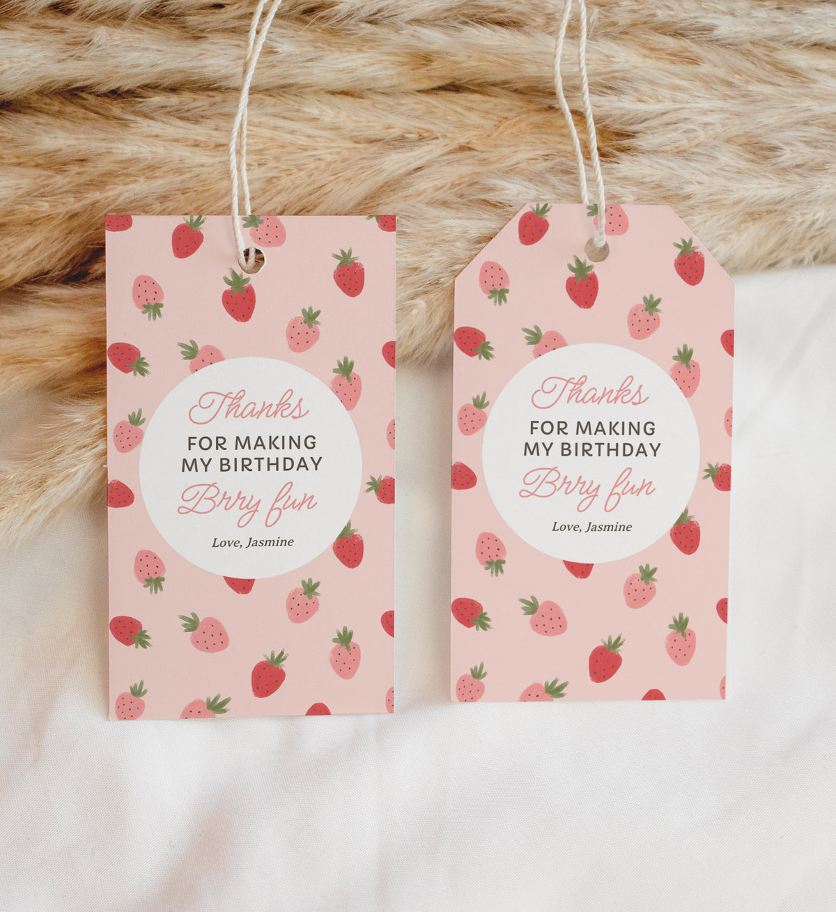 Editable Strawberry Birthday Favor Tag Template - Little Folk Printables