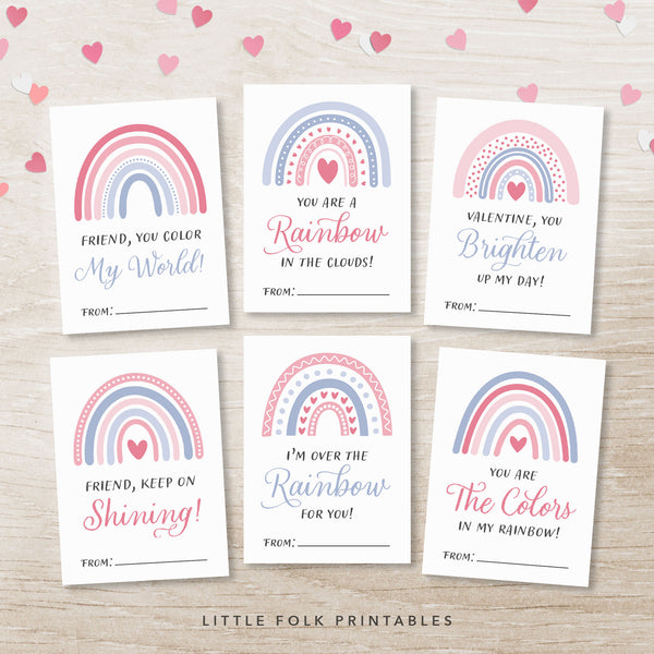 Rainbow Valentine's Cards - Little Folk Printables