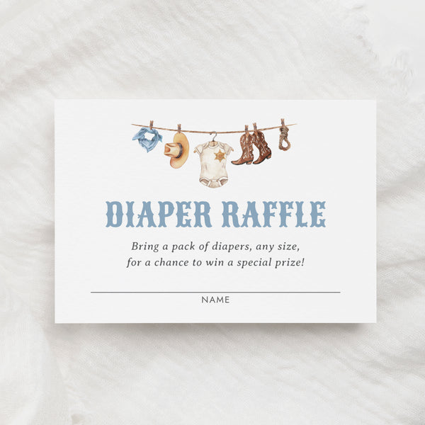 Editable Cowboy Diaper Raffle Ticket - Little Folk Printables