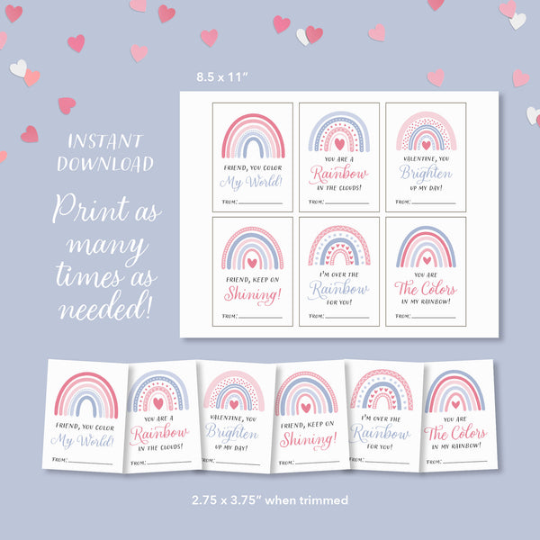 Rainbow Valentine's Cards - Little Folk Printables