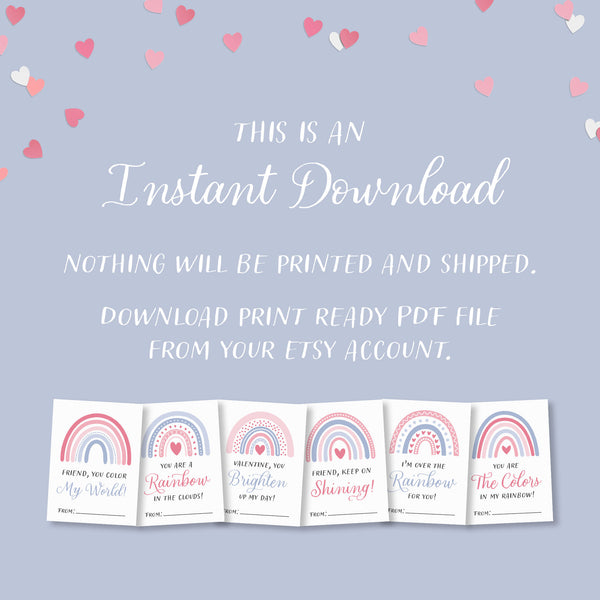 Rainbow Valentine's Cards - Little Folk Printables