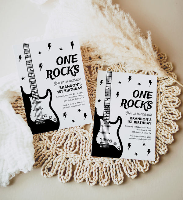 Editable One Rocks Birthday Invitation Template - Little Folk Printables