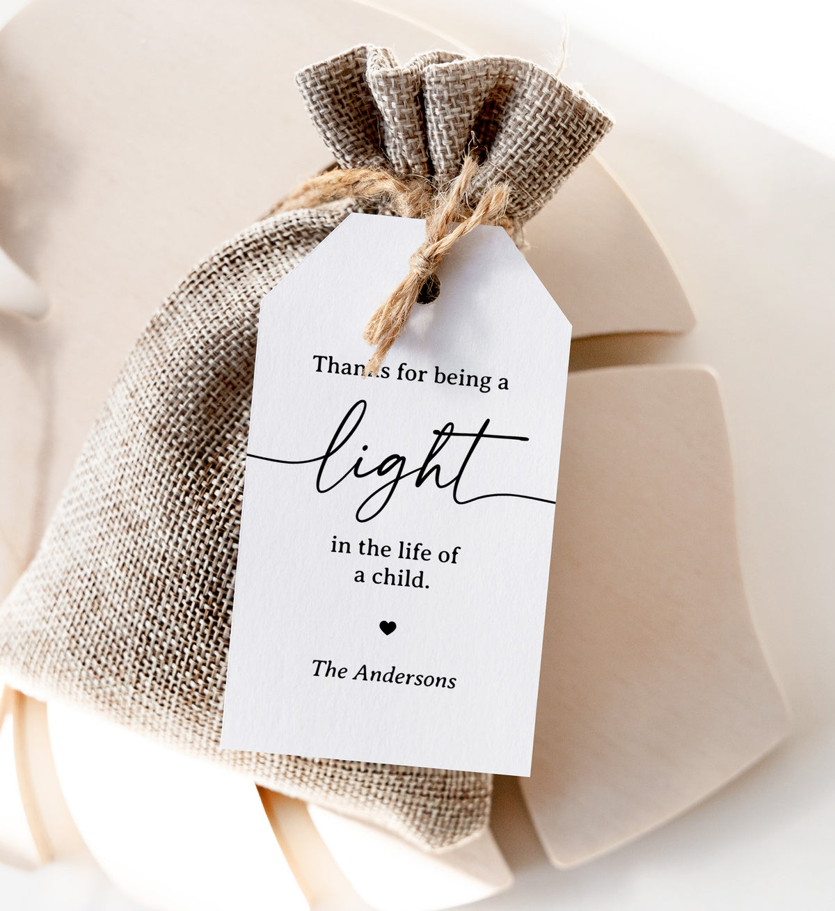 Editable Thanks for Being a Light Teacher Appreciation Tag Template ...