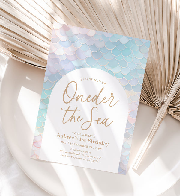 Editable Mermaid Scales Birthday Invitation Template (Oneder the Sea ...