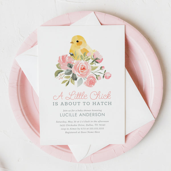 Editable Little Chick Baby Shower Invitation Template - Little Folk ...