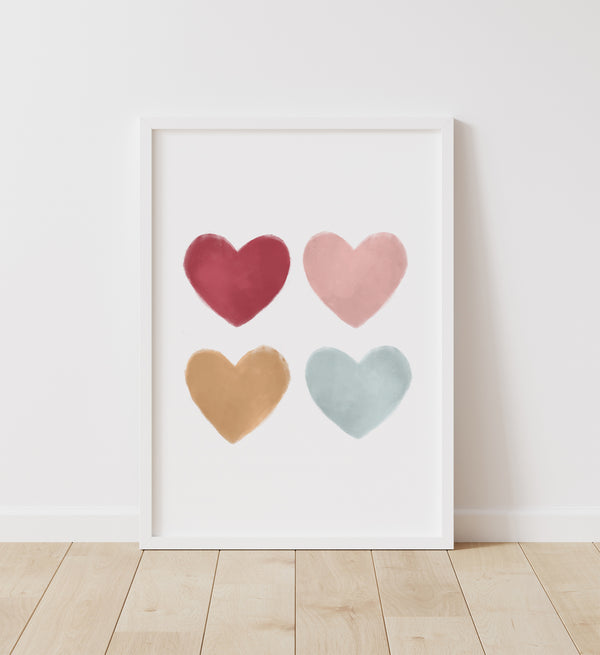 4 Hearts Print - Hot Pink - Little Folk Printables