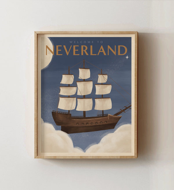Neverland Vintage Inspired Travel Print - Little Folk Printables