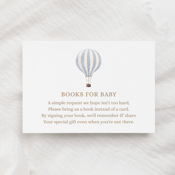 Editable Blue Hot Air Balloon Books for Baby Insert Template - Little ...