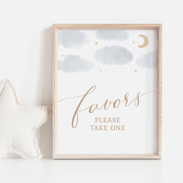 Moon and Stars Baby Shower Favors Sign - Little Folk Printables