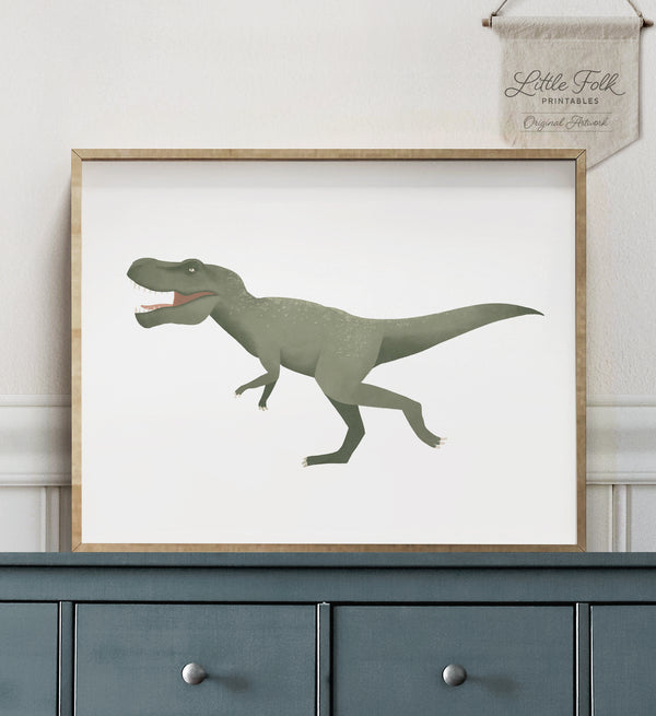T-Rex Print - Green - Little Folk Printables