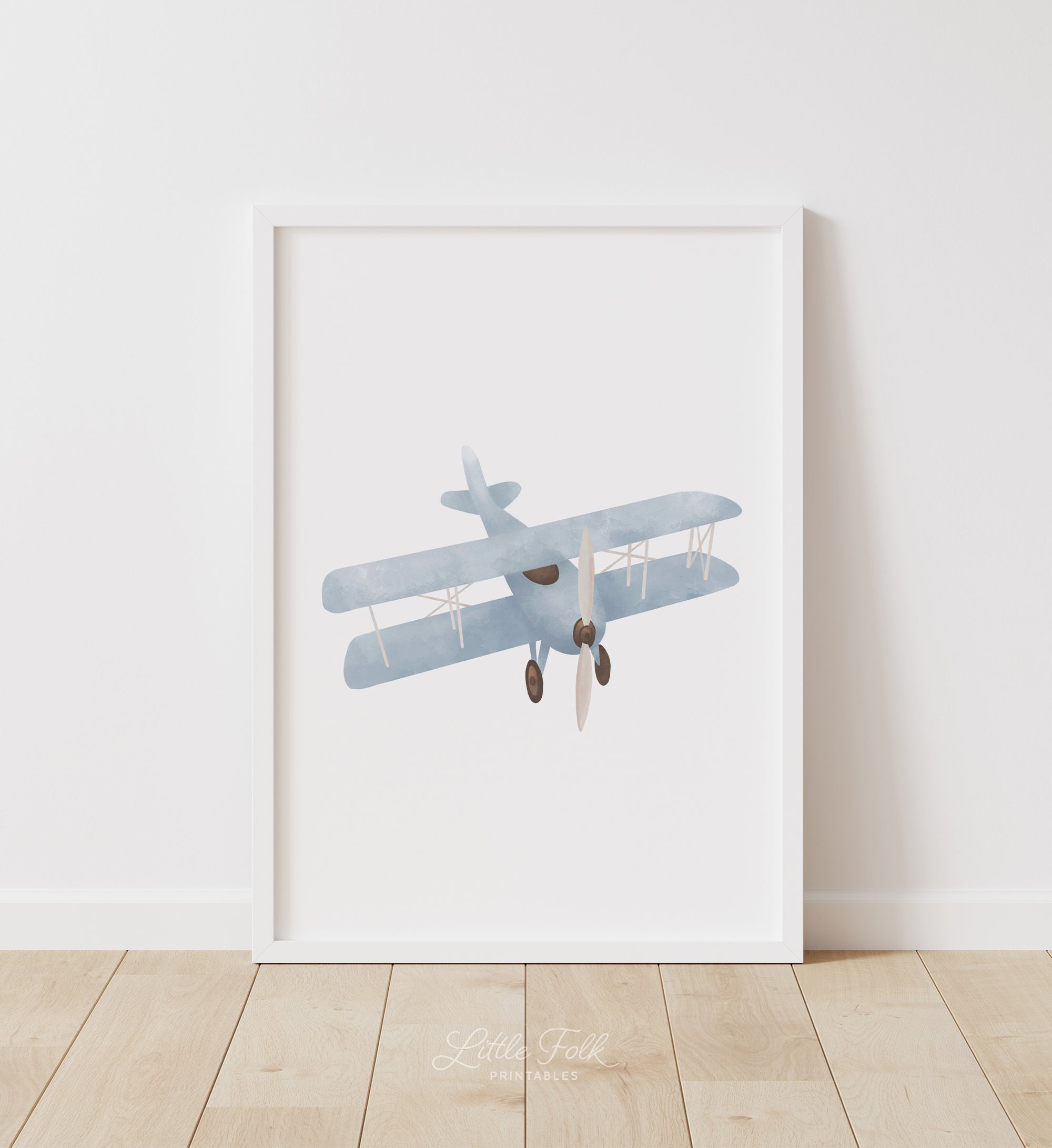 Vintage Biplane Print - Front View - Little Folk Printables