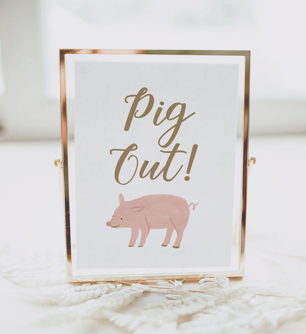 Farm Birthday Party Pig Out Sign - Little Folk Printables