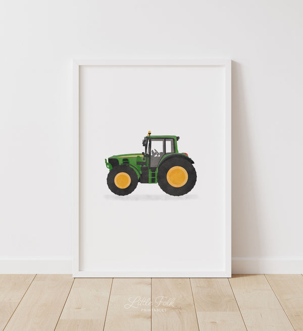 Tractor Print - Green - Little Folk Printables