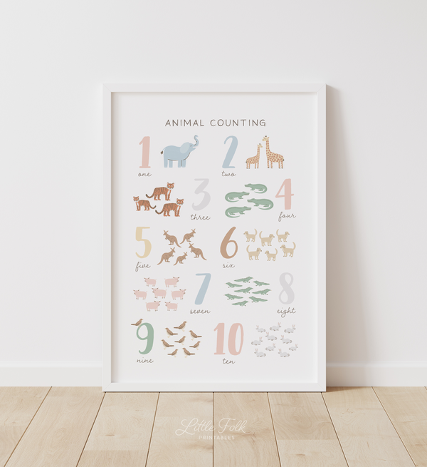 Animal Alphabet and Numbers Set of 2 Prints - MRCP - Little Folk Printables