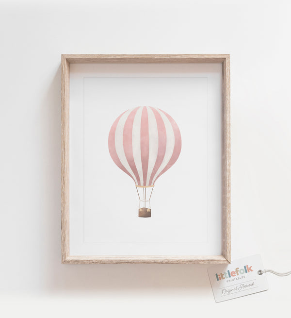 Hot Air Balloon Print - Pink - Little Folk Printables