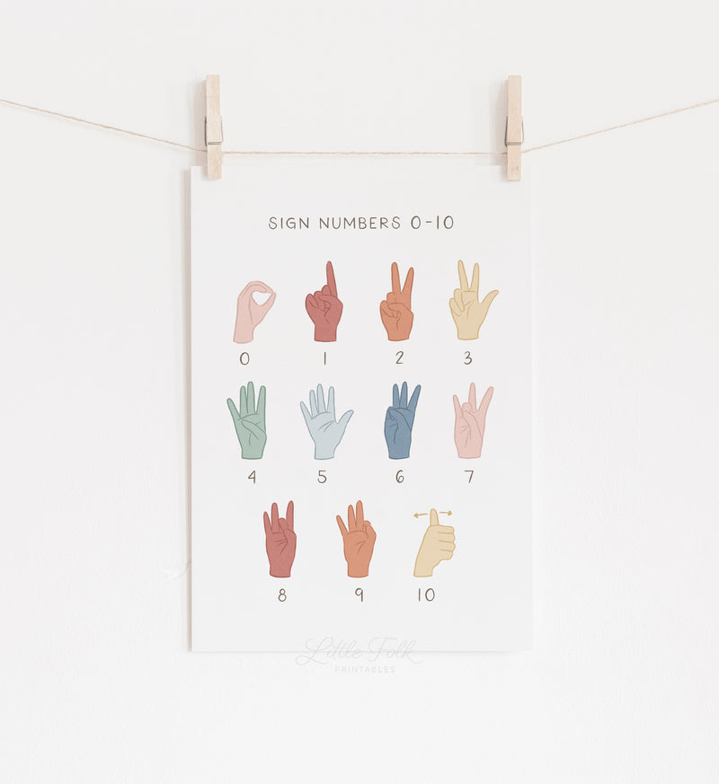 American Sign Language Numbers Print - MRCP - Little Folk Printables