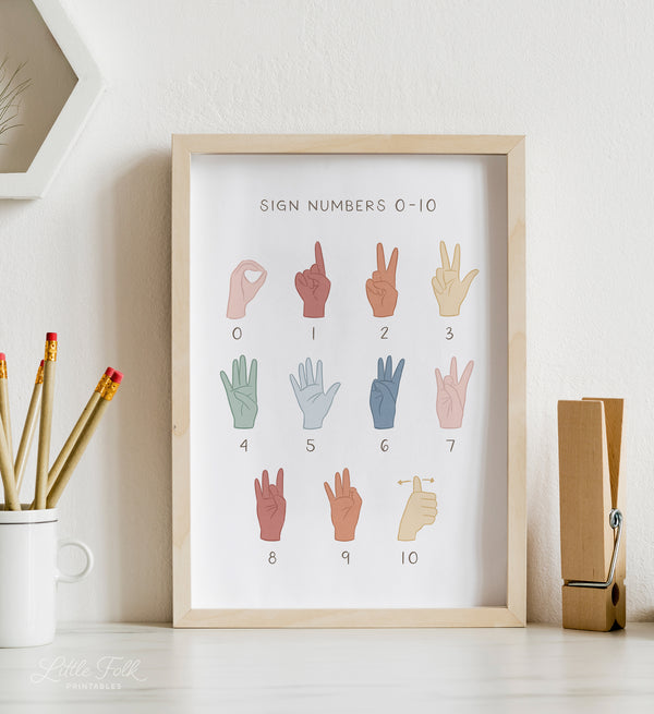 American Sign Language Numbers Print - MRCP - Little Folk Printables