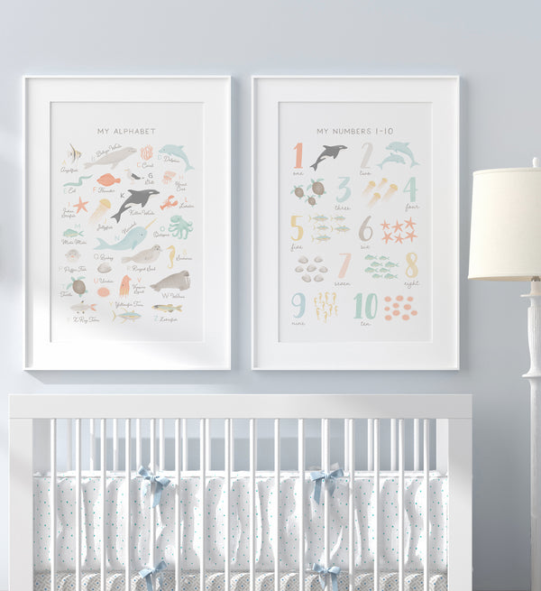 Beach Alphabet and Numbers Set of 2 Prints - Little Folk Printables